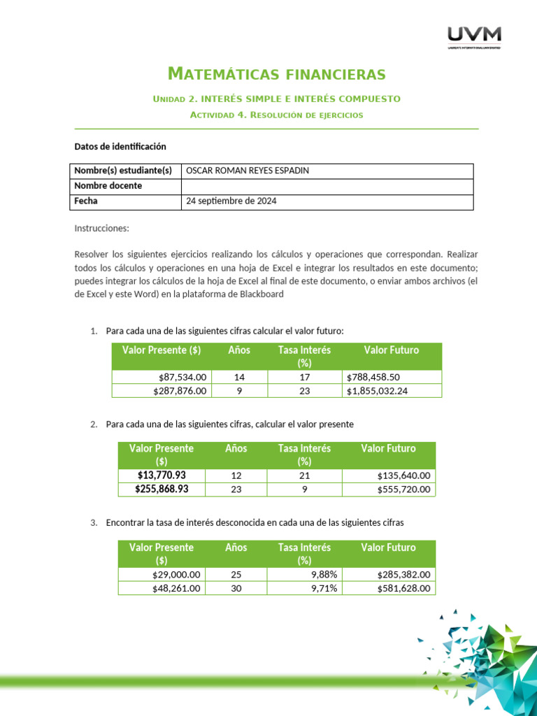 U2 Resolucion Ejercicios A4 | PDF