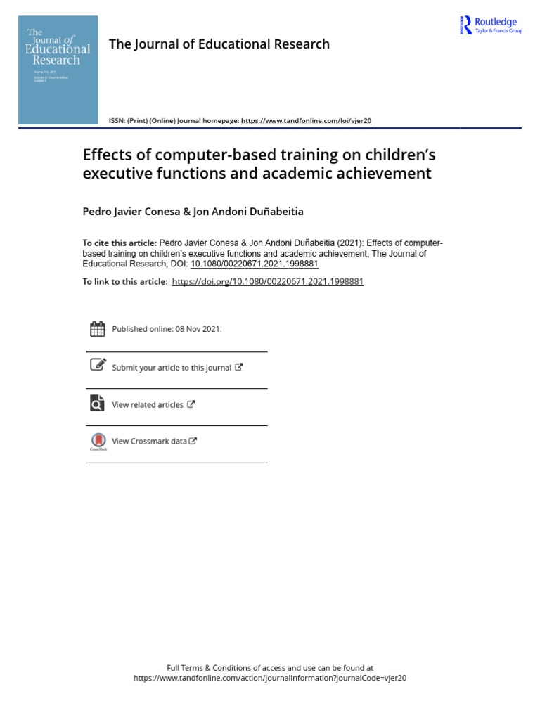 4 Effects of Computer Based Training On Children S Executive Functions and Academic Achievement ...