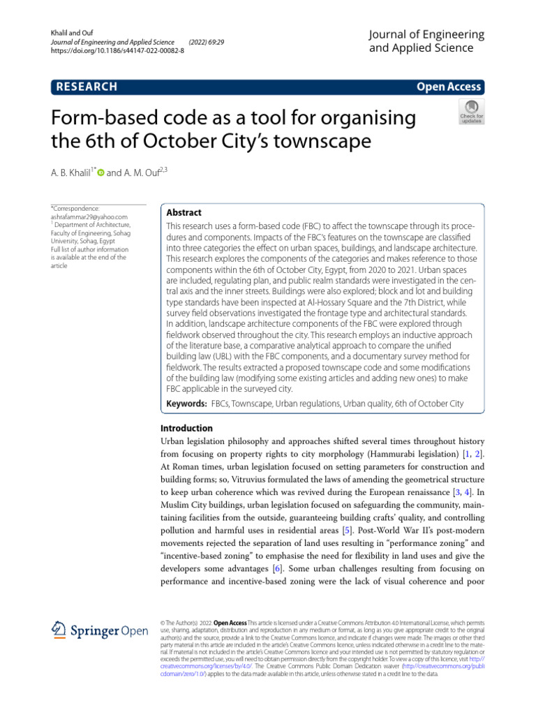 Form-Based Code As A Tool For Organising The 6th of October City's ...