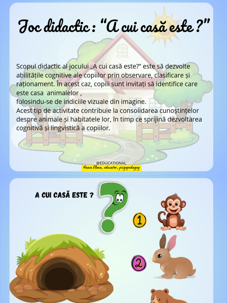 Joc Didactic "A Cui Casă Este - " PDF | PDF