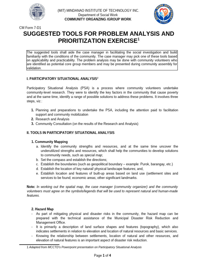 CM Form 7-D1 - Suggested Tools For Problem Analysis and Prioritization | PDF | Risk Management ...