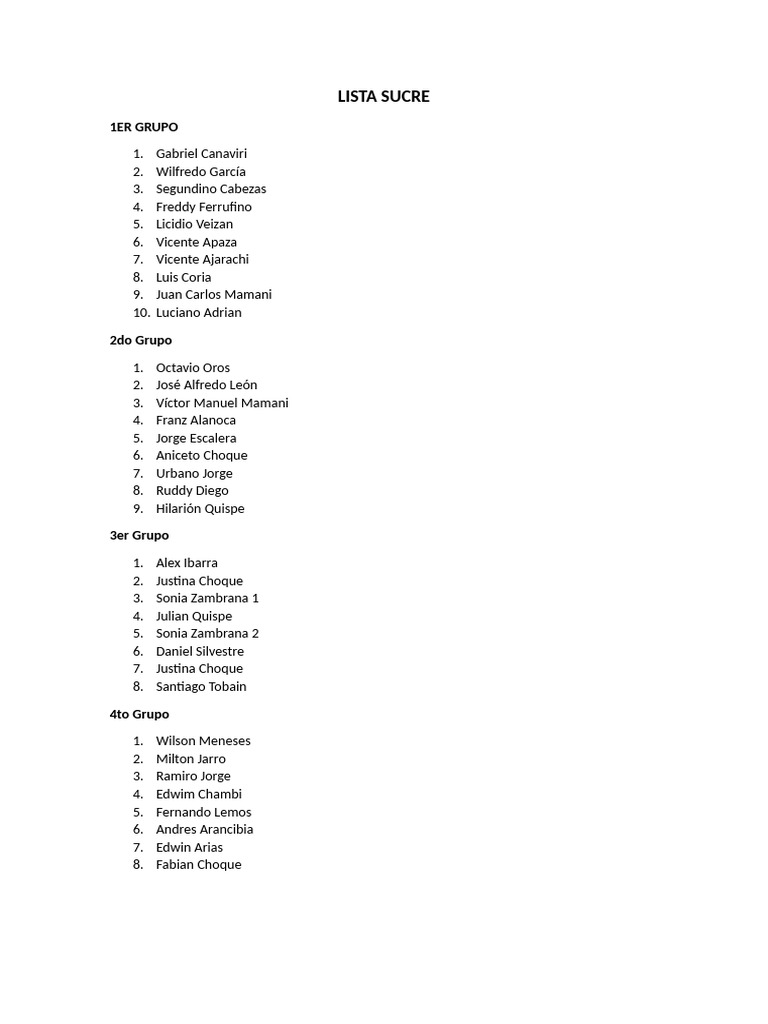 Lista Sucre | PDF