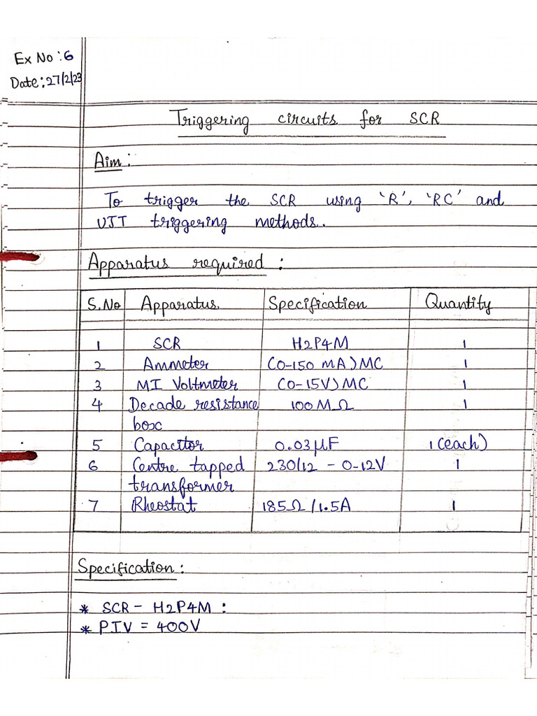 Triggering of SCR Lab Exp | PDF