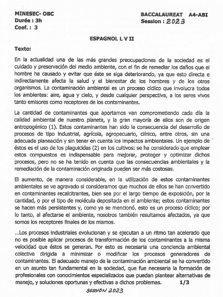 Bac A4-Abi 2023 Espagnol LV II | PDF