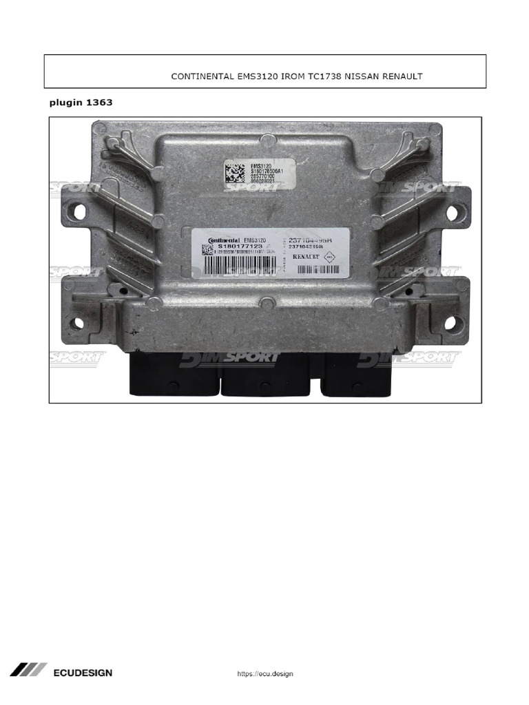 Pinout Continental EMS3120 Irom TC1738 Nissan Renault | PDF