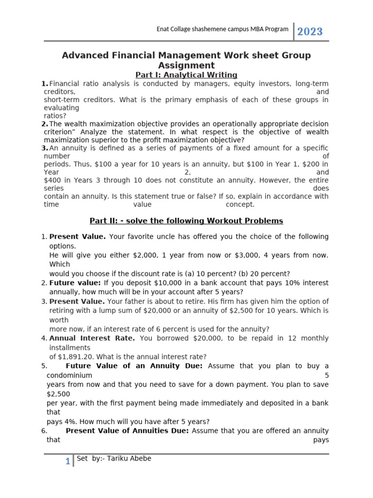 Group Assignement | PDF