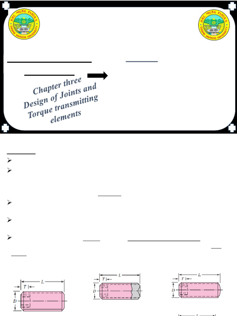 Chapter 3 Design of Joints and Torque Transmitting Elements Handout | PDF