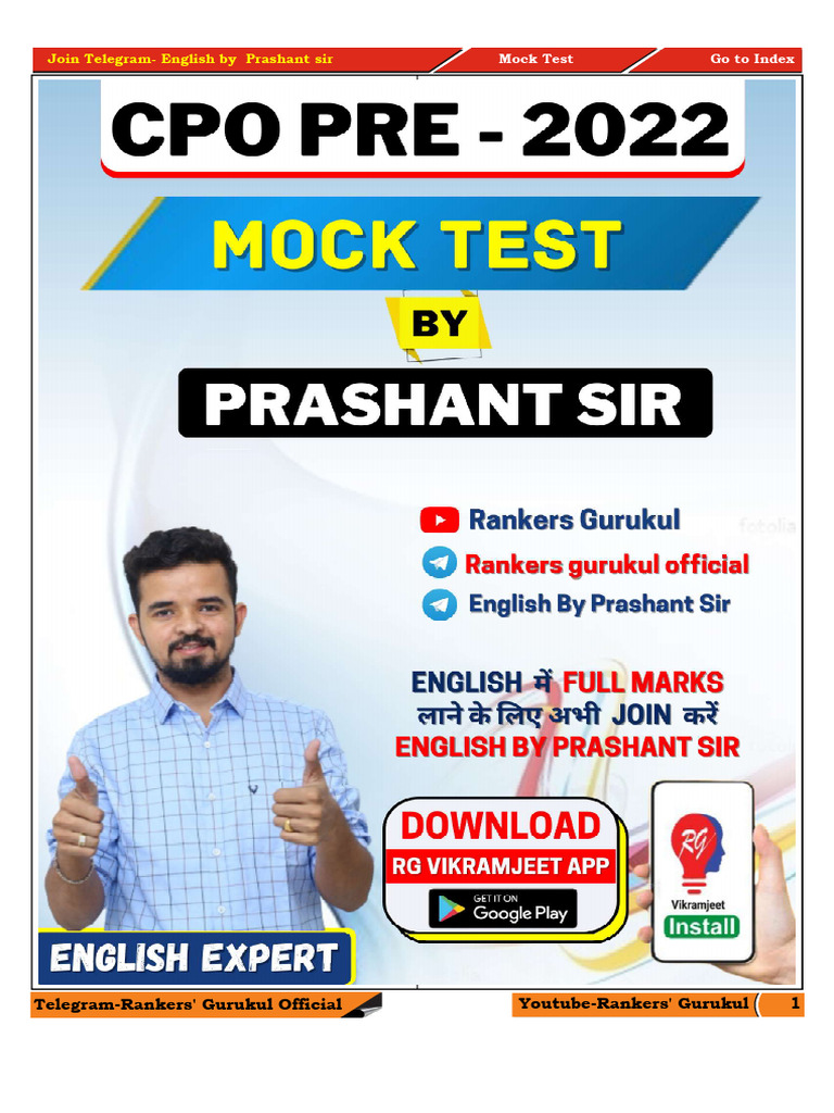 CPO 2022 All Sets Mock Test Format (Printable Smart Book) | PDF