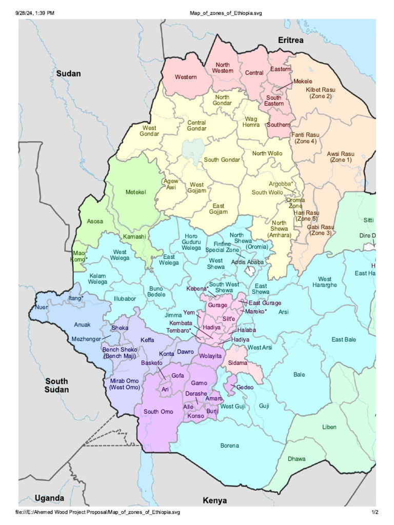 Map of Zones of Ethiopia | PDF