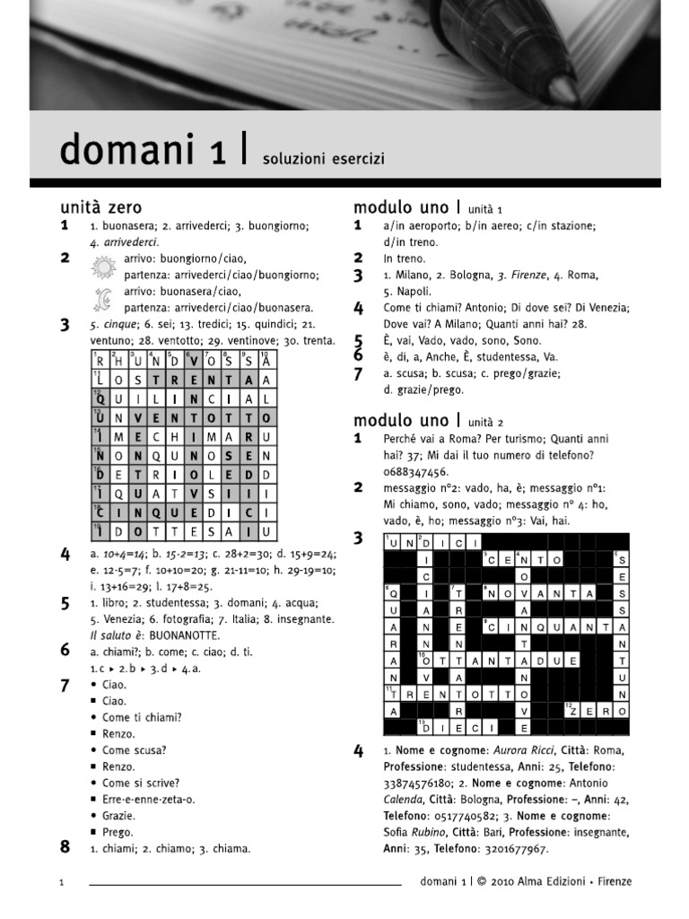 Domani 1 Ejercicios | PDF