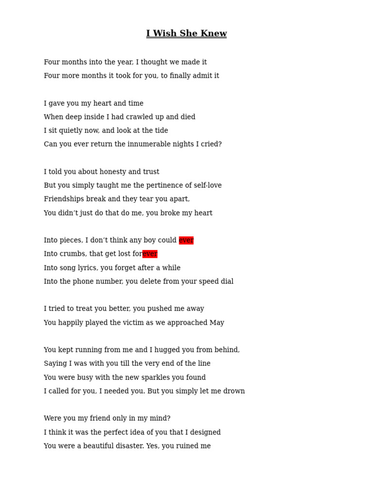 I Wish You Knew | PDF