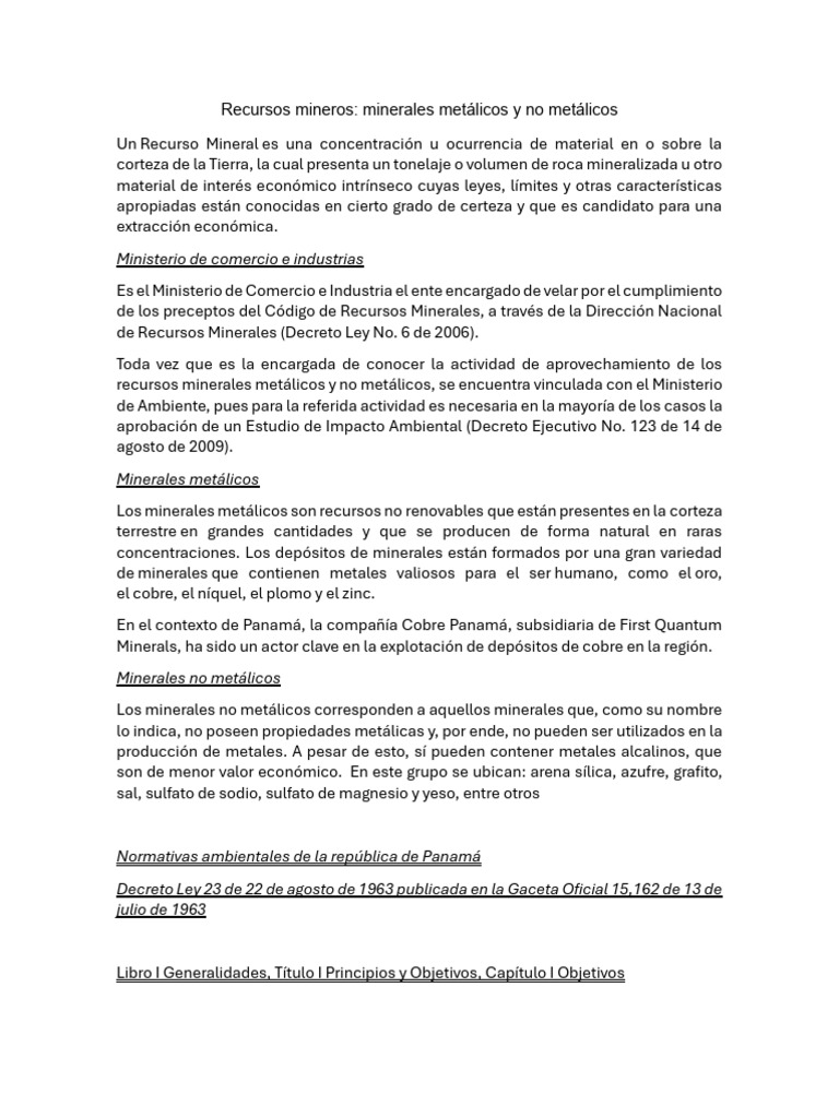 RECURSOS MINEROS | PDF