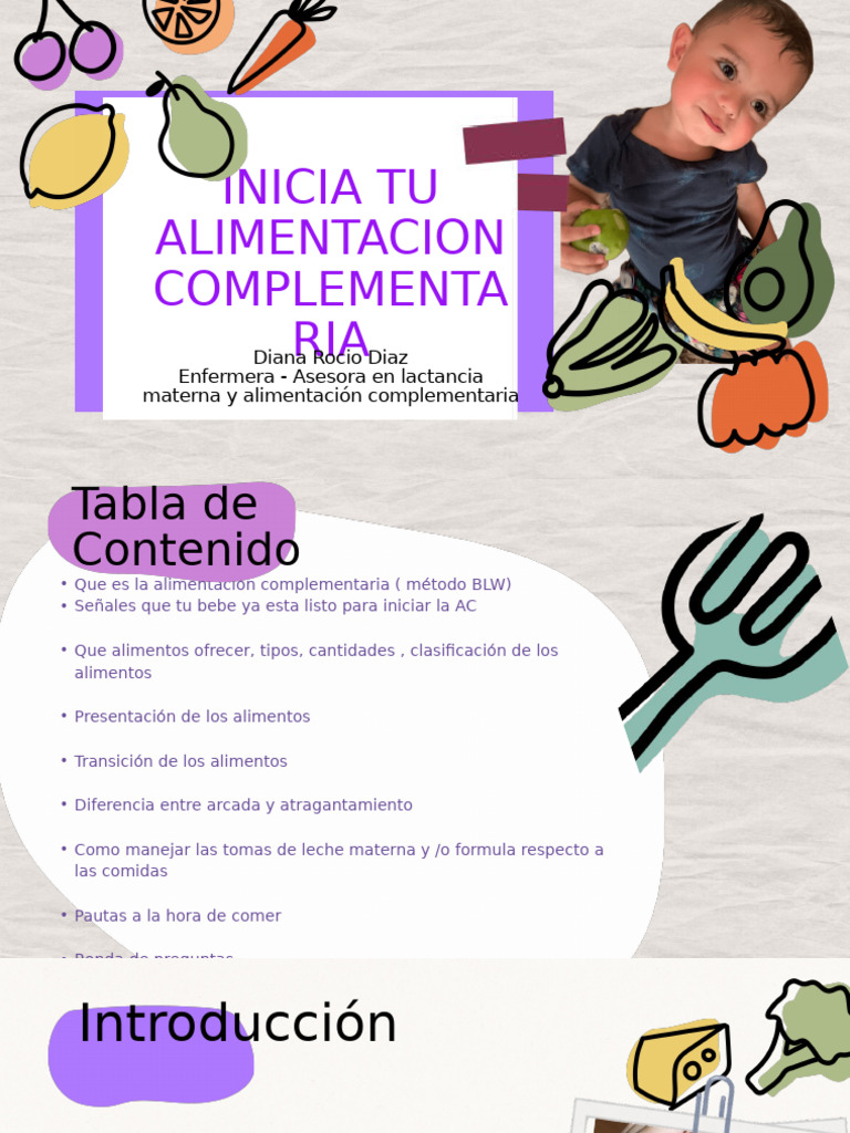 Presentación Nutrición Comida Niños Plan Alimentación Infantil Orgánico Crema Colorido | PDF