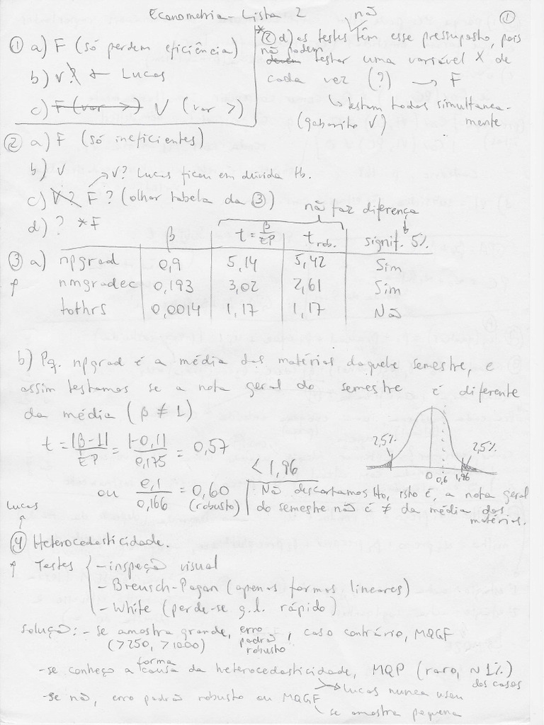 Lista 2 Econometria I | PDF