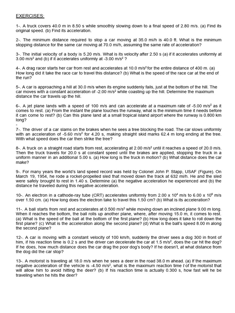 Copia de Worksheet 4. Motion With Constant Acceleration | PDF