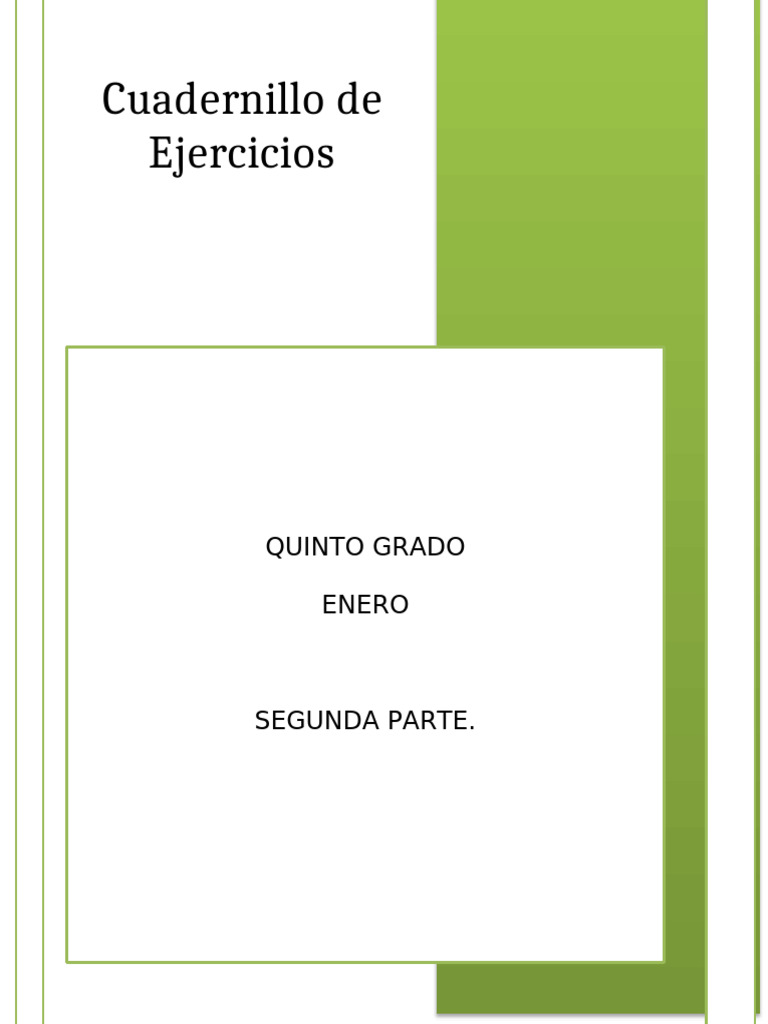 5to Grado - Cuadernillo de Ejercicios | PDF