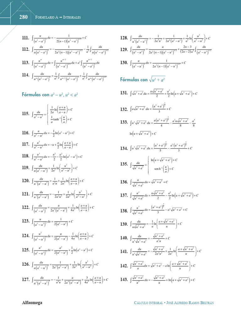 Formulario Integrales | PDF