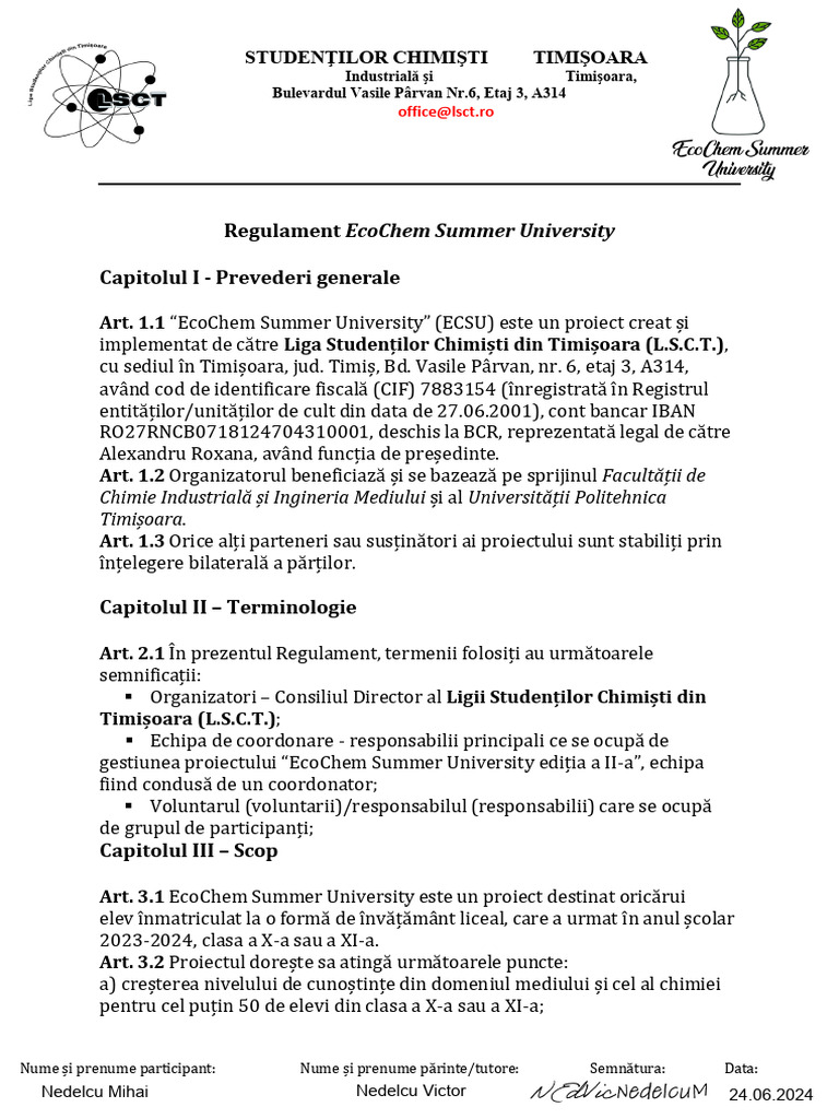 Regulament ECSU 2024 1 | PDF