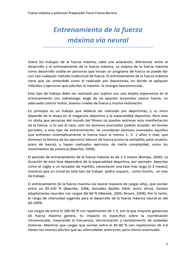 Musculación-Fuerza Máxima y Potencia | PDF