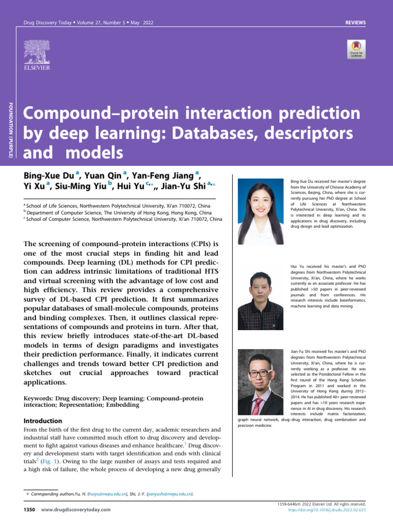 Review Compound Protein Interaction Prediction Using Deepl Learning Pdf