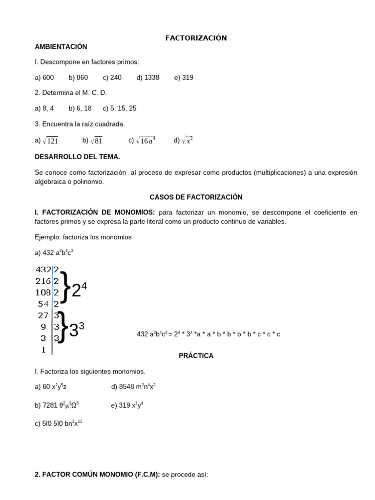 FACTORIZACIÓN | PDF