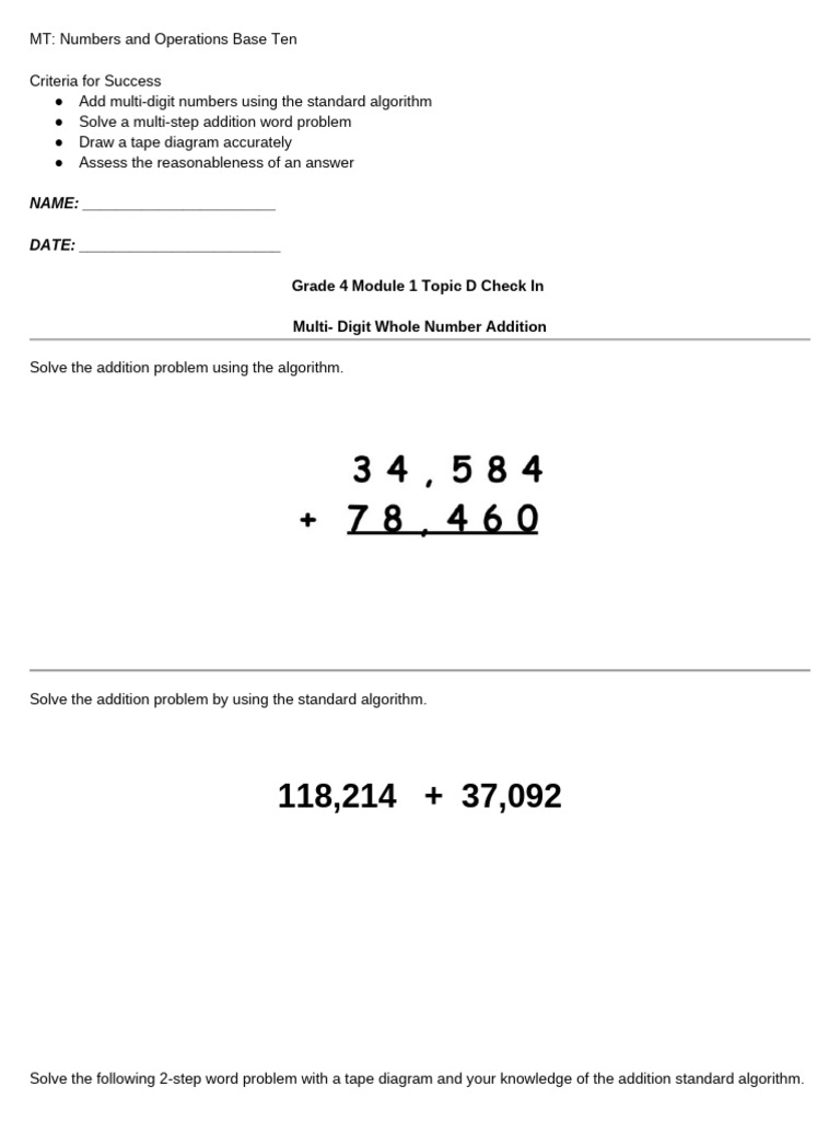 Module 1 Topic D Check in | PDF