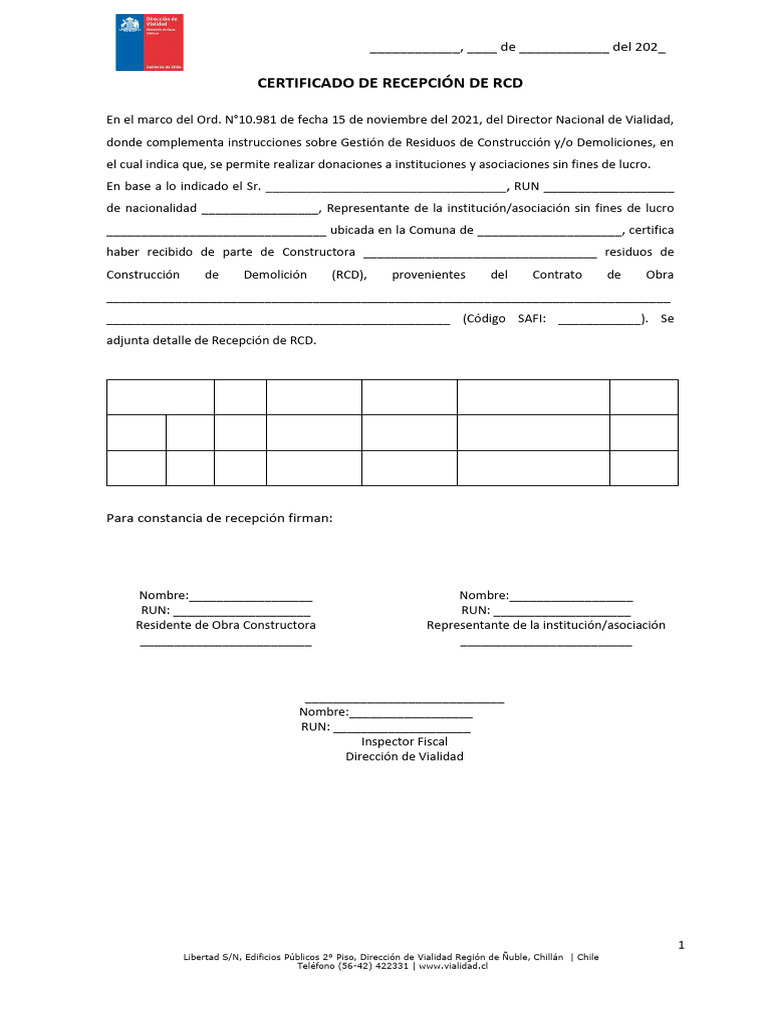 Certificado Donación RCD | PDF