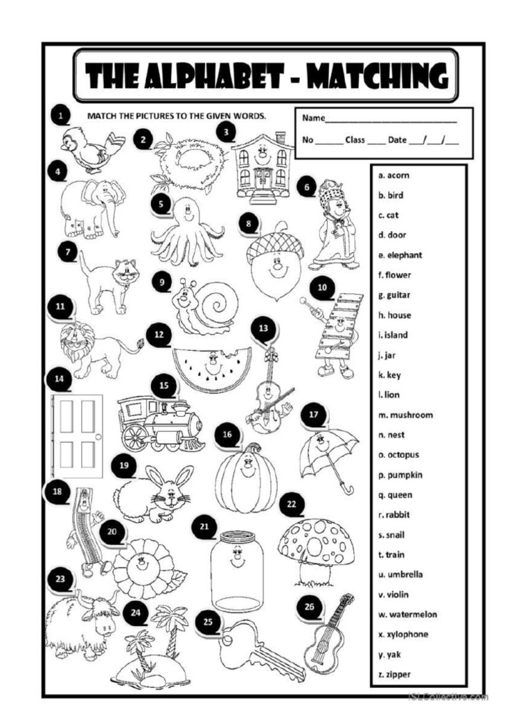 Alphabet and Numbers Worsheet | PDF