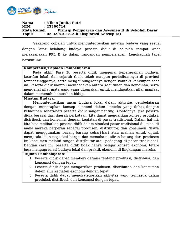 EK (3) PPA II T3 - Niken Junita Putri NIM 23300714 | PDF