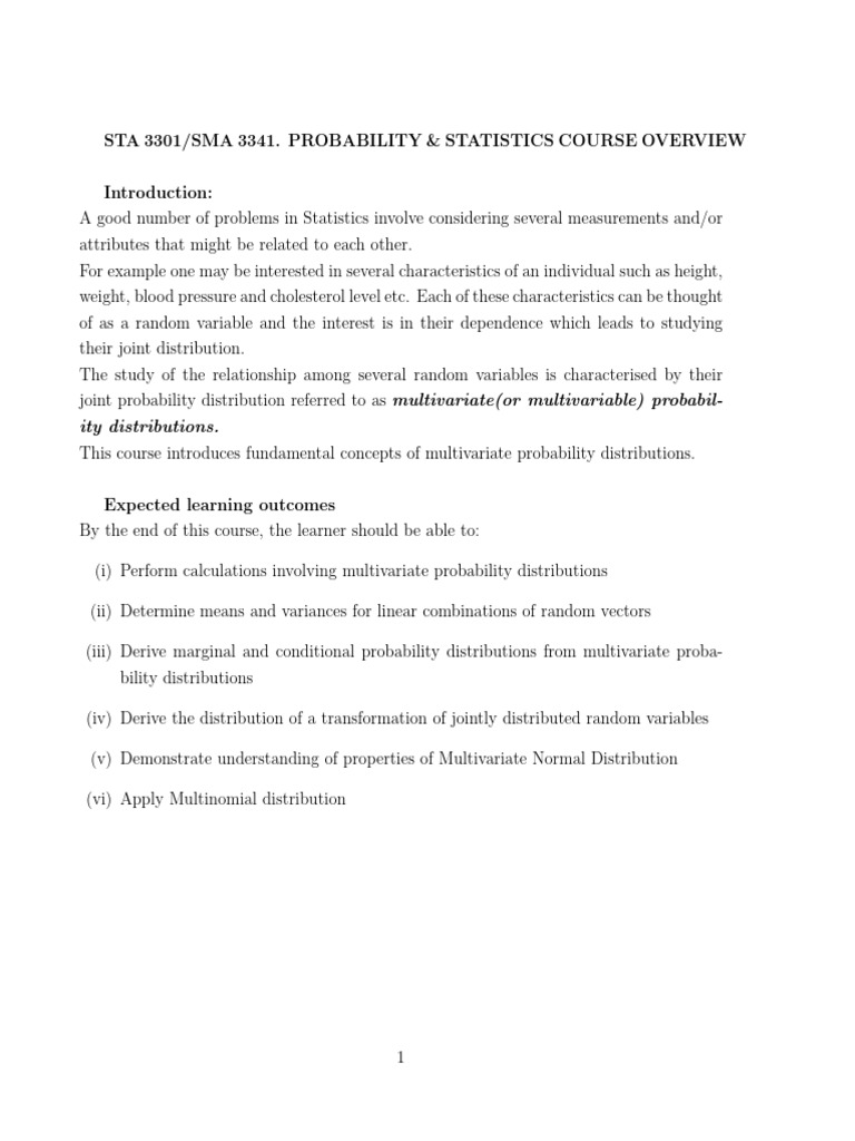 Probability Stats II Course Overview | PDF | Probability Distribution | Teaching Methods & Materials