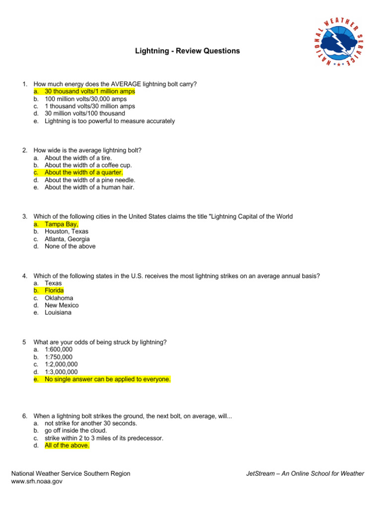 Lightning Quiz | PDF
