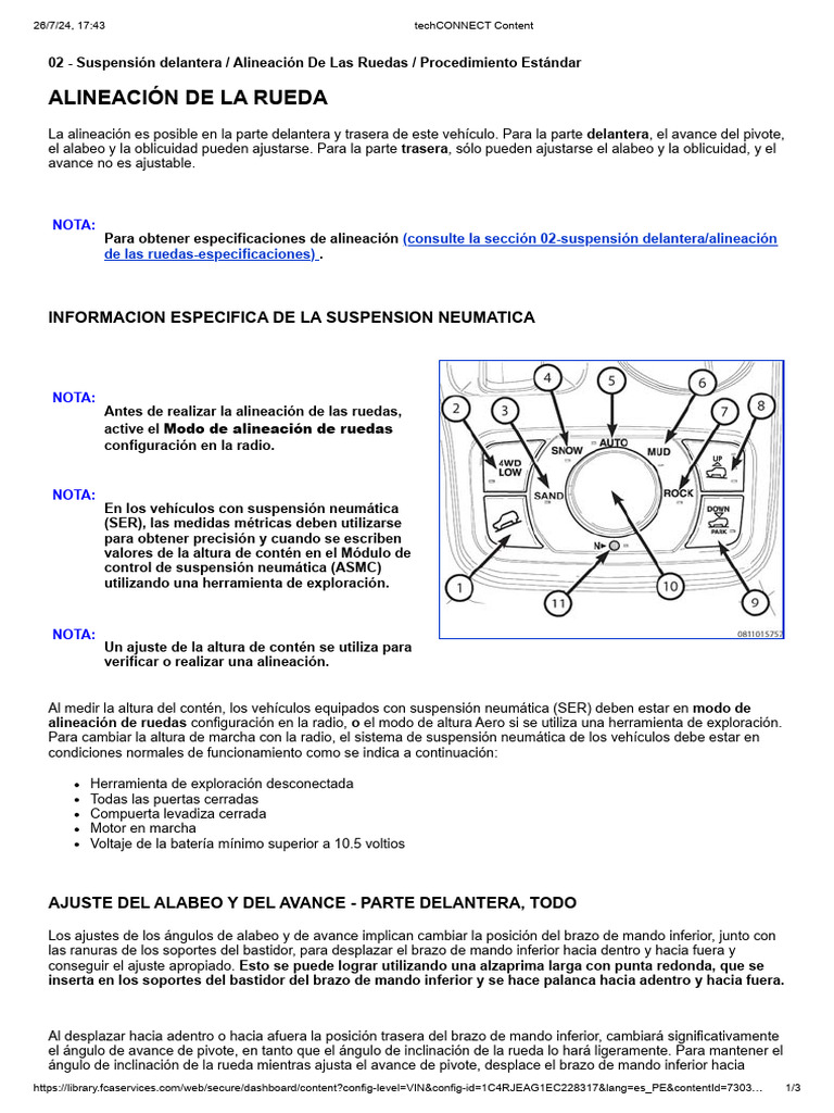 02 Suspensión Delantera - Alineación de Las Ruedas - Procedimiento Estándar - ALINEACIÓN DE LA ...