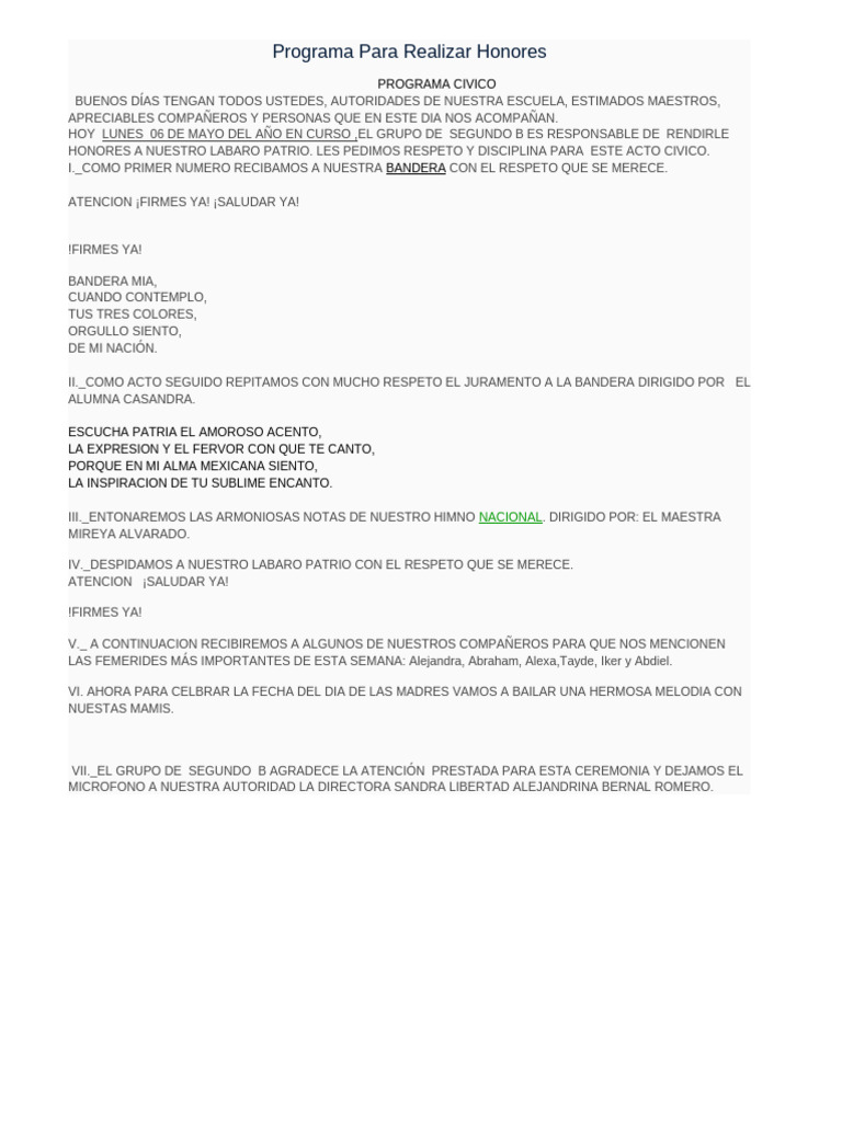 Programa Honores A La Bandera-1 | PDF