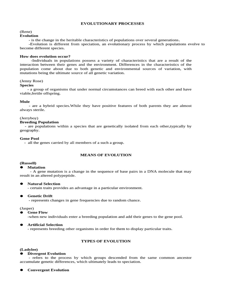 EVOLUTIONARY-PROCESSES | PDF