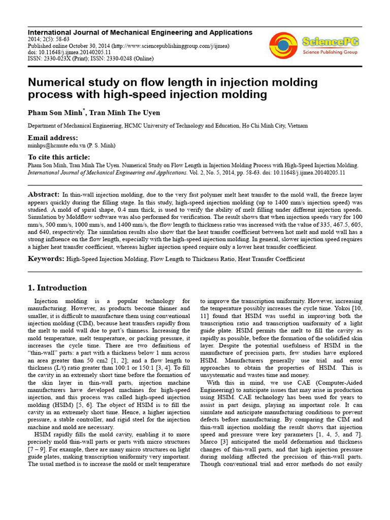 Numerical Study On Flow Length in Inject | PDF