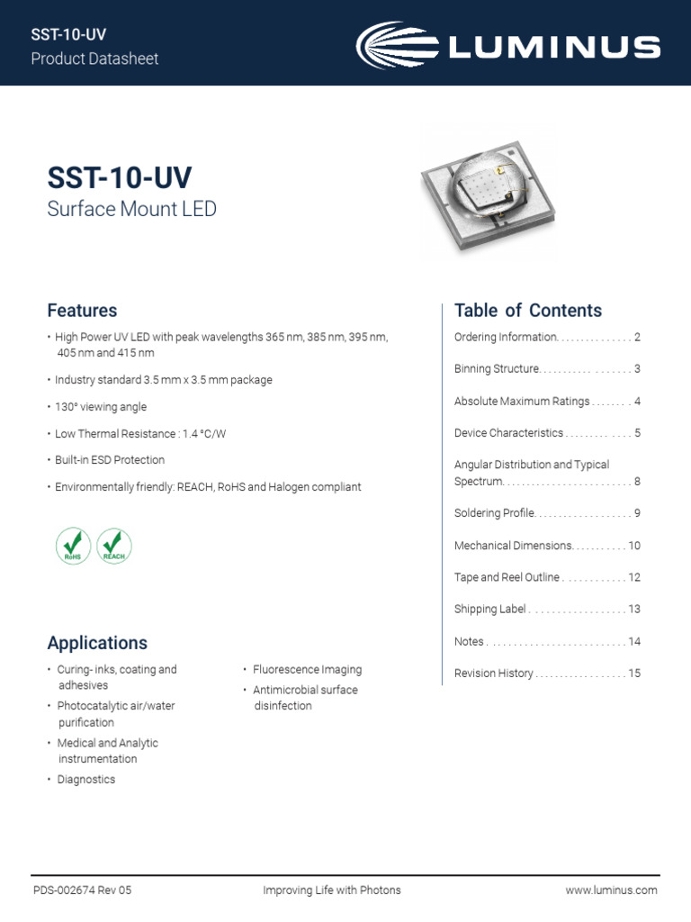 Luminus SST-10-UV Datasheet | PDF