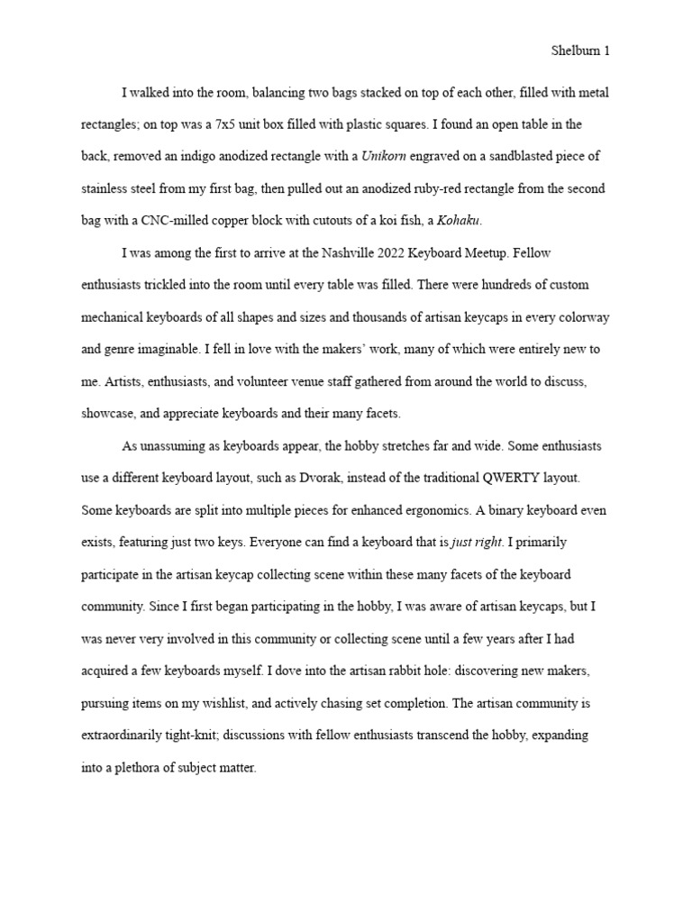 Final Draft - Keyboard Personal Statement | PDF