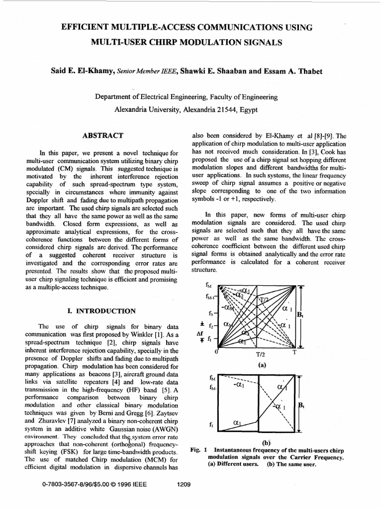 Efficient Multiple Access Communications Using Multi User Chirp