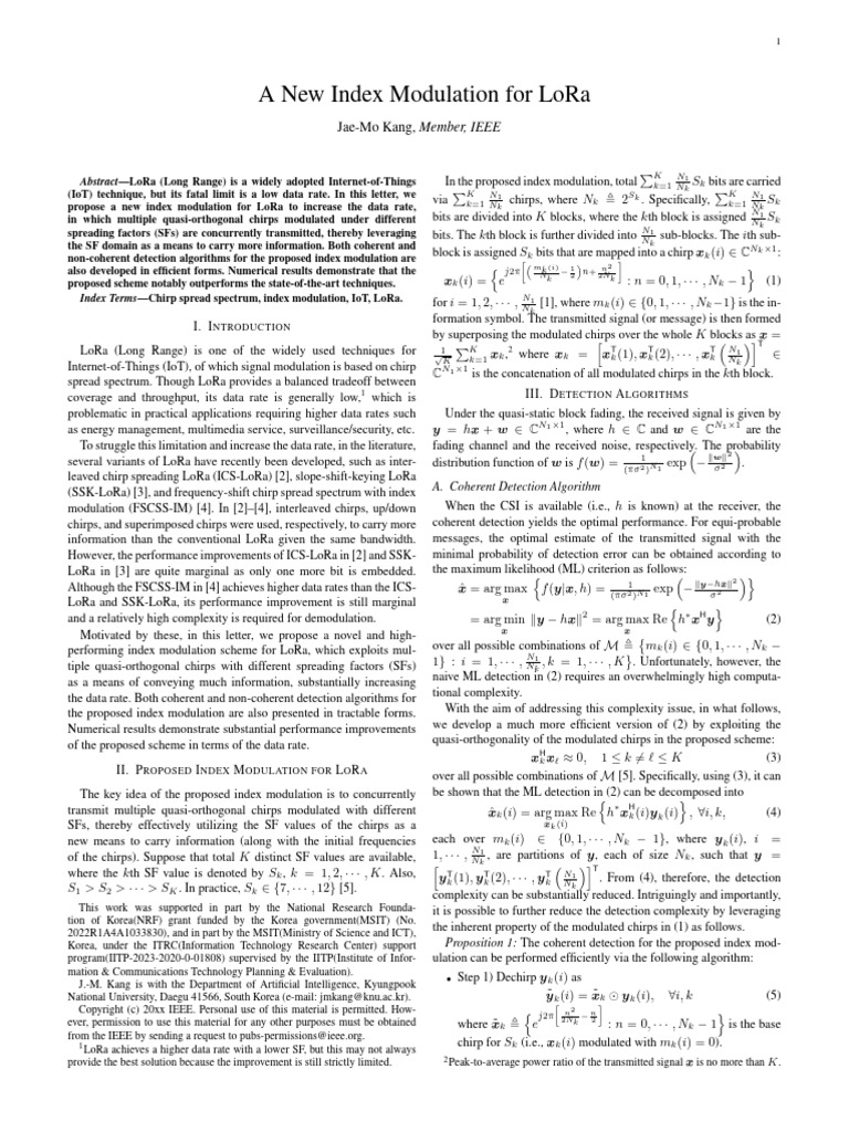A New Index Modulation For LoRa | PDF