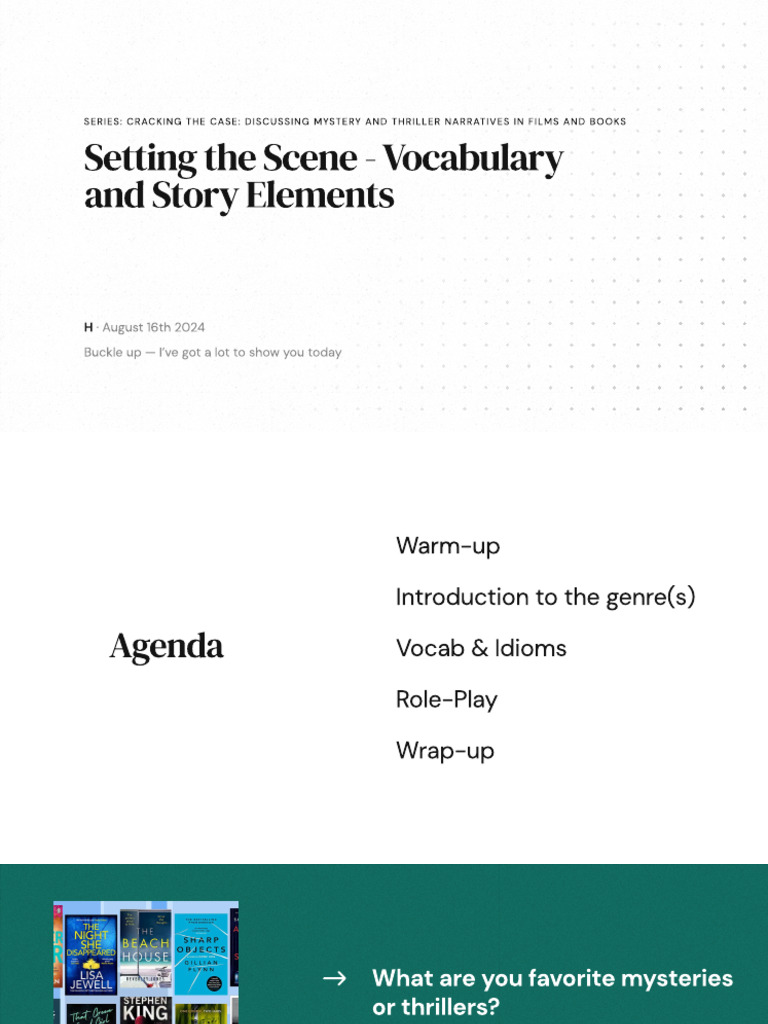 Setting The Scene - Vocabulary and Story Elements | PDF