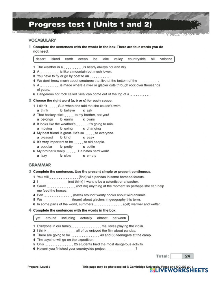 Prepare 3 Review Test | PDF