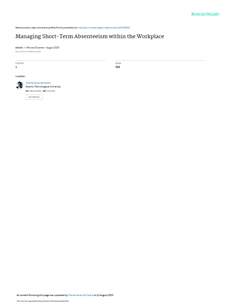 Managing Short-Term Absenteeism Wi | PDF | Social Psychology | Business