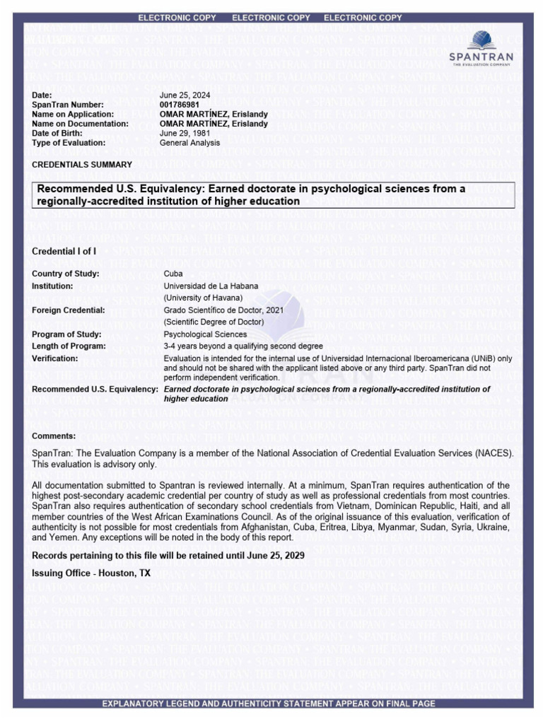 Equivalencia Spantran - Omar Martínez, Erislandy | PDF