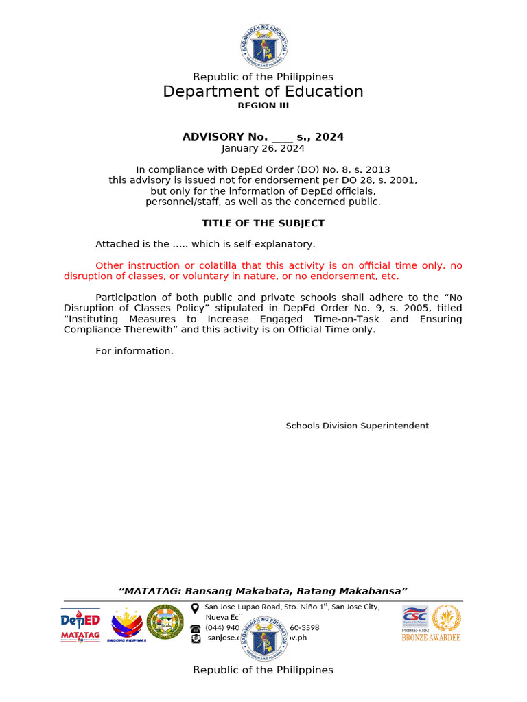 Advisory Format Template | PDF