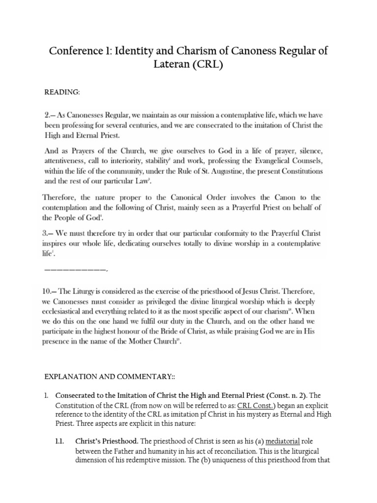 Conference 1 - Identity and Charism | PDF