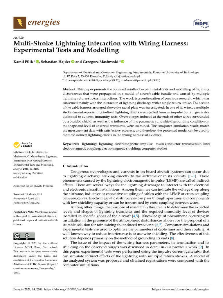 Multi-Stroke Lightning Interaction With Wiring Harness | PDF