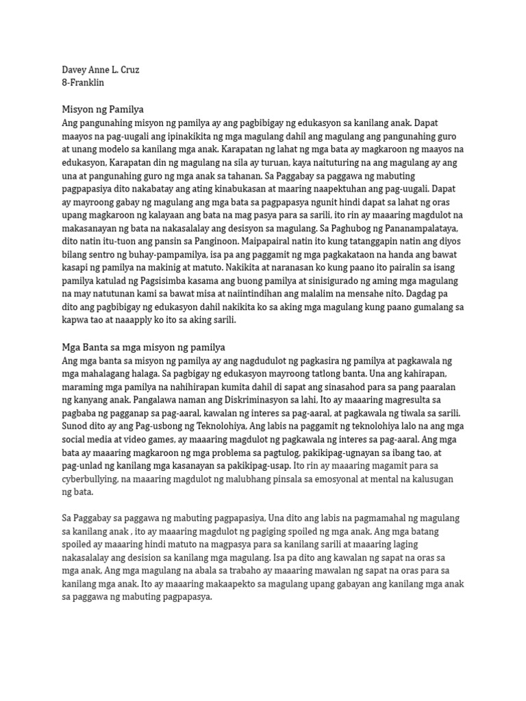 Refelction Paper 2 Esp | PDF