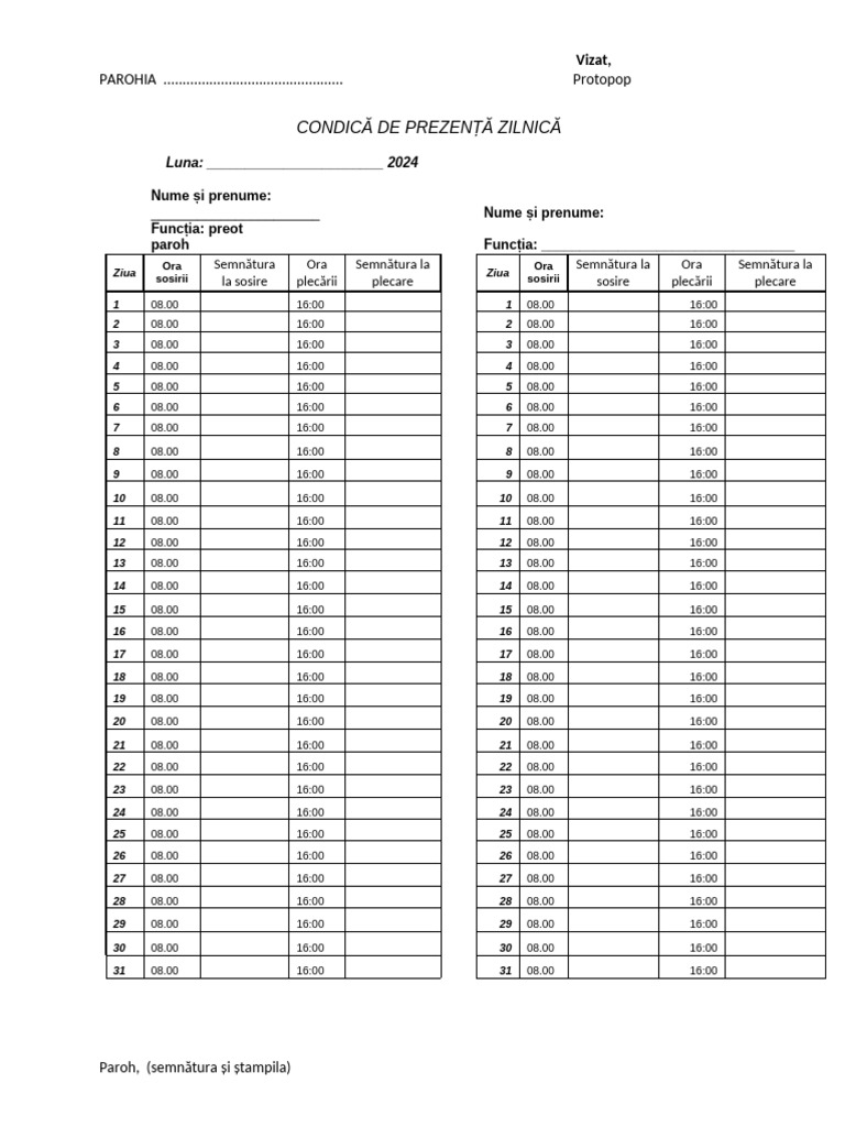 Condica Prezența | PDF