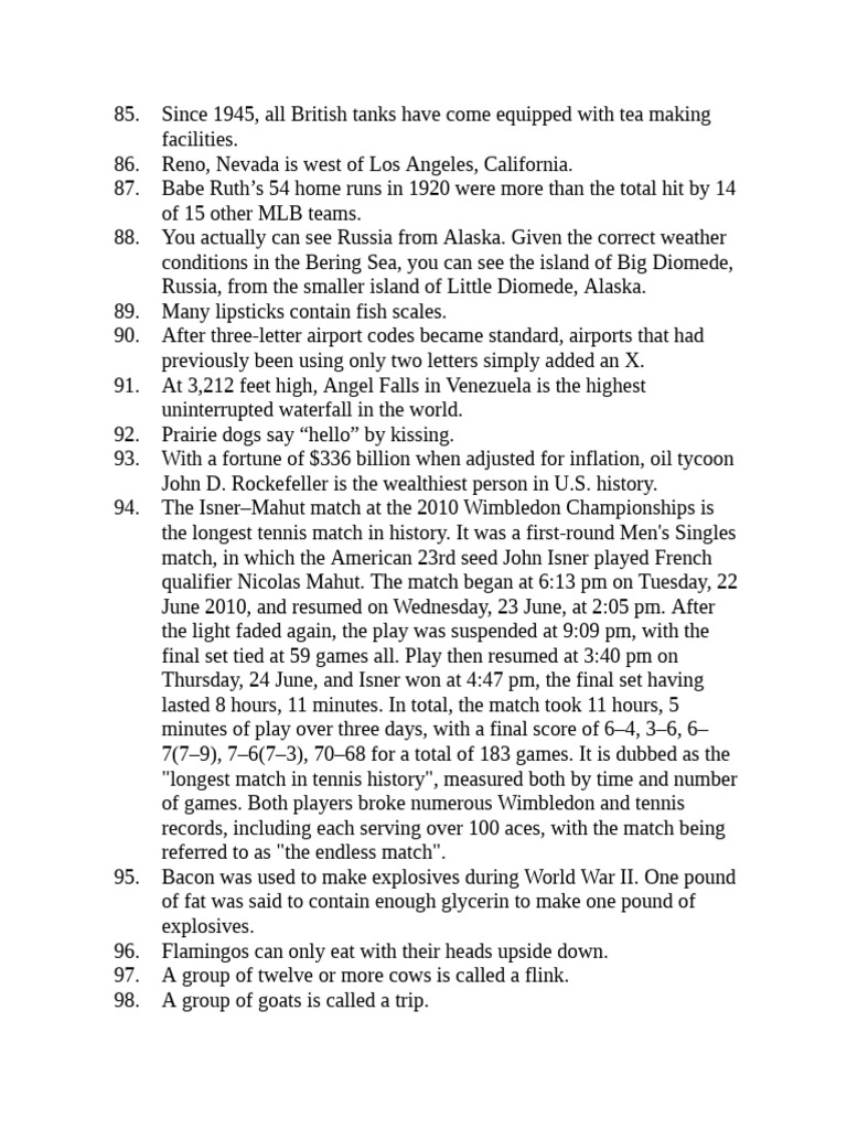 Interesting Facts 6 | PDF