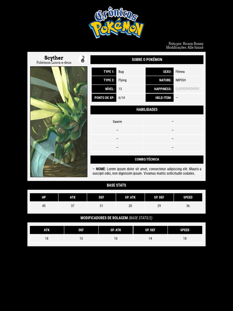 Faça Uma Cópia Do Arquivo - Ficha Pokémon-10 | PDF
